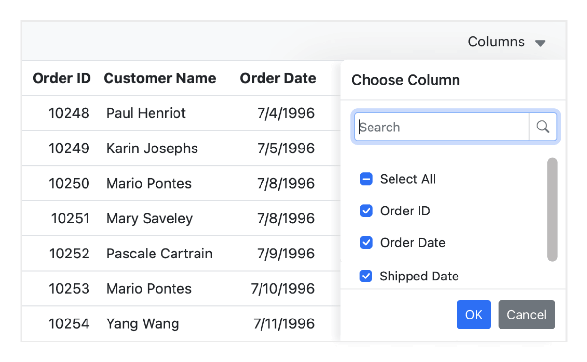 React Data Table High Performance Grid Component Syncfusion